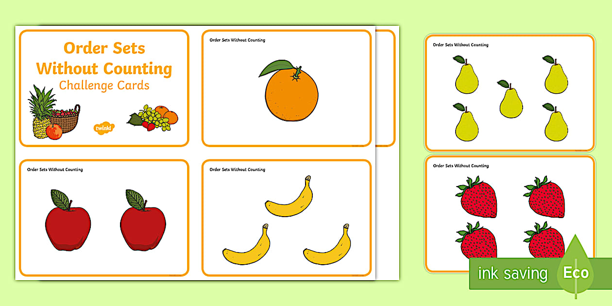 Fruit Ordering without Counting Maths Challenge Cards