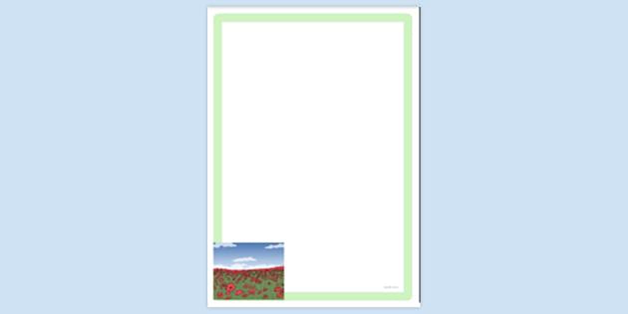 Simple Blank Poppy Field Page Border (teacher made) - Twinkl