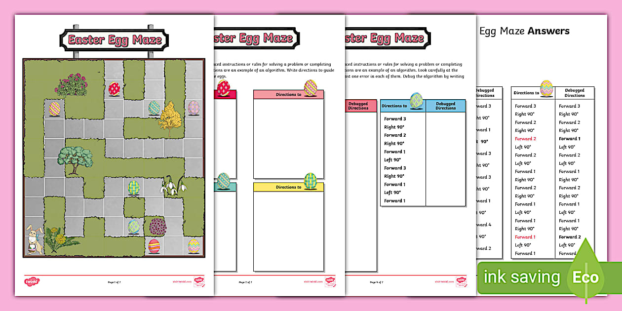 Unplugged Coding: Easter Egg Maze - KS2 (Teacher-Made)