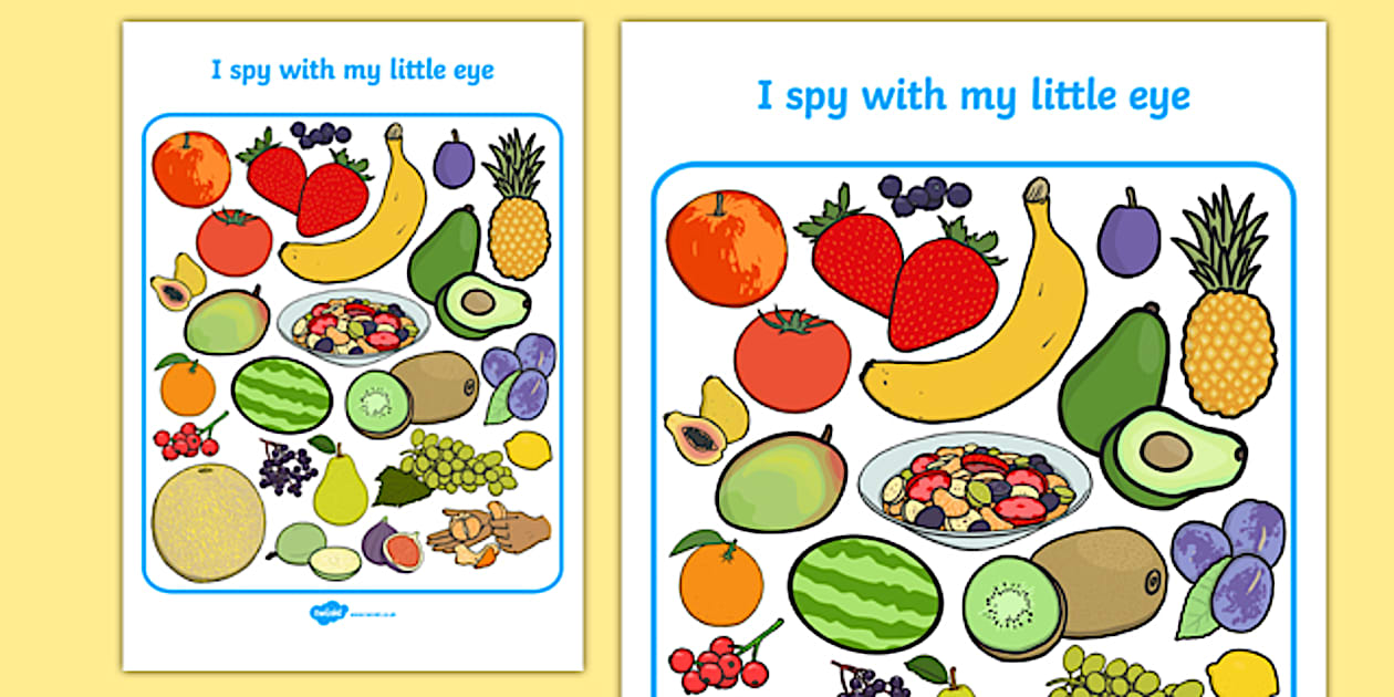 Precursive Fruit-Themed I Spy With My Little Eye Worksheet