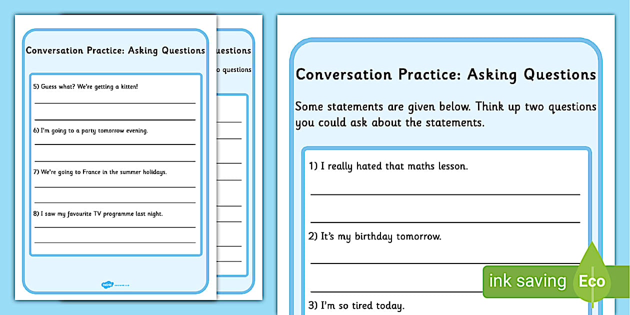 Editable Conversation Practice Game Asking Questions