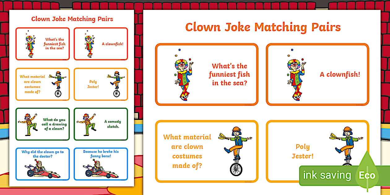 Clown Joke Matching Pairs (Teacher-Made) - Twinkl