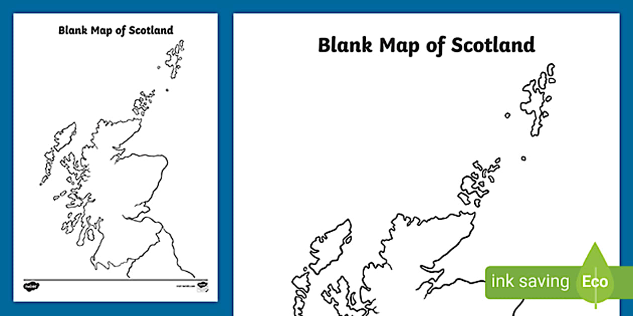 Blank Map - Scotland Outline - Printable Template - Twinkl