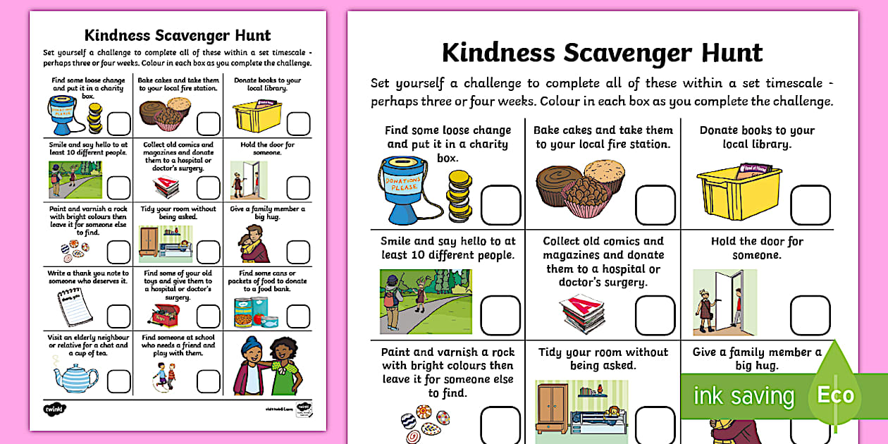 Kindness Scavenger Hunt (Teacher-Made) - Twinkl