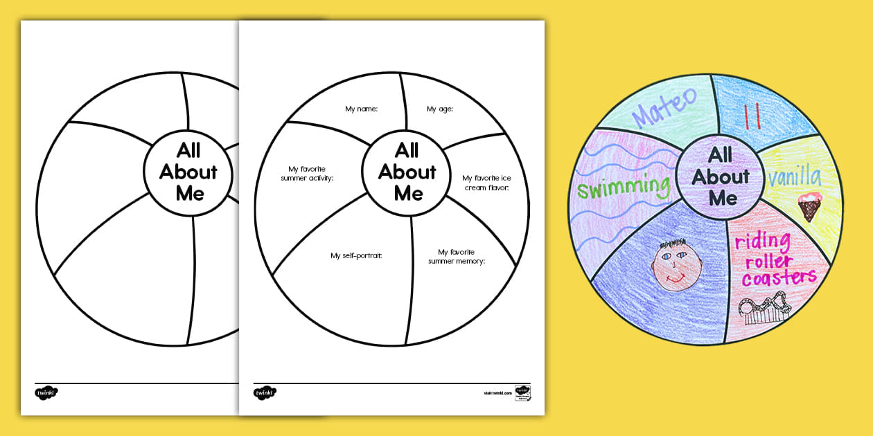 All About Me Summer Beach Ball Worksheet (Teacher-Made)