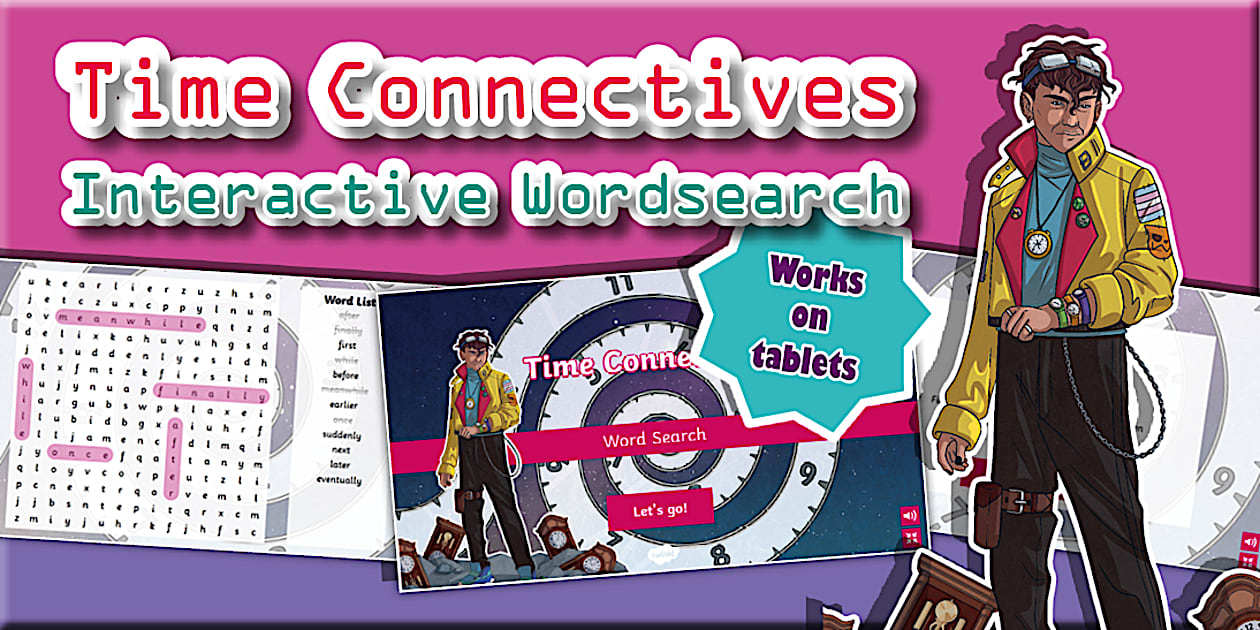 * NEW * Time Connectives Interactive Wordsearch