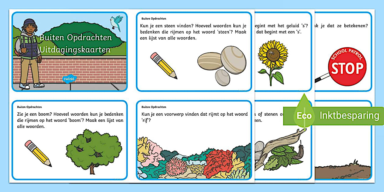 Buiten Opdrachten Taal Uitdagingskaarten - Twinkl