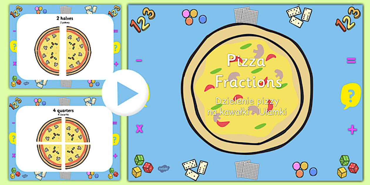 Pizza Fractions PowerPoint Polish Translation - Twinkl