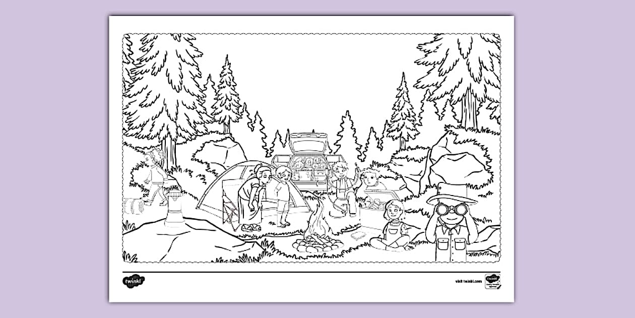 Camping Inference Colouring - KS1 (teacher made) - Twinkl