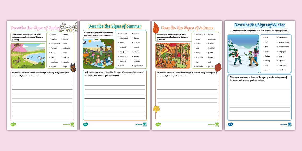 Describe Seasonal Change Worksheet Pack (teacher made)