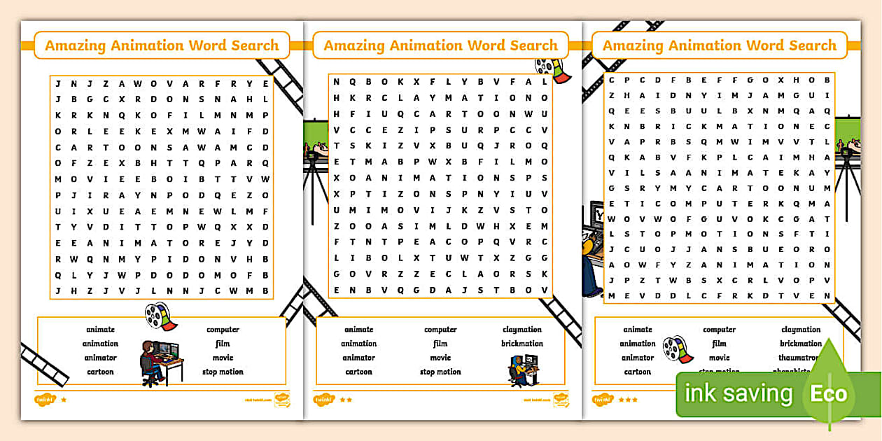 Amazing Animation Differentiated Word Search - Twinkl