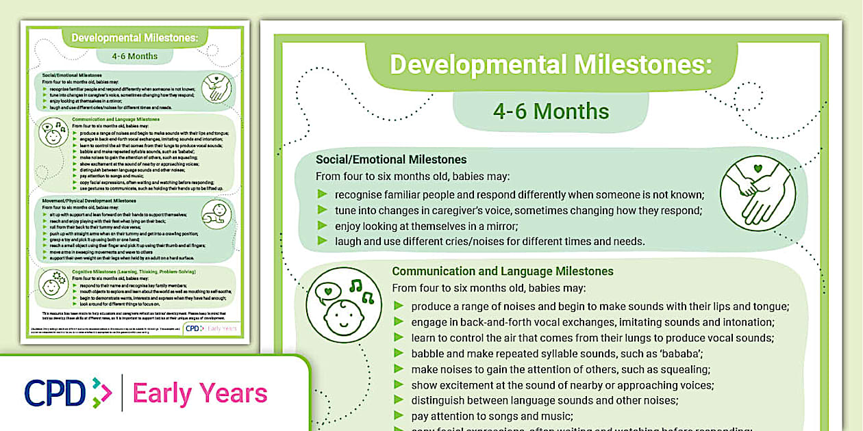 Developmental Milestones Poster 4-6 months (teacher made)