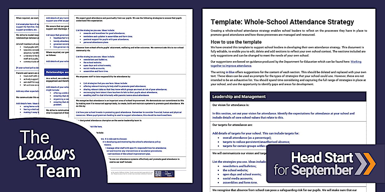 Whole-School Attendance Strategy Template (teacher made)