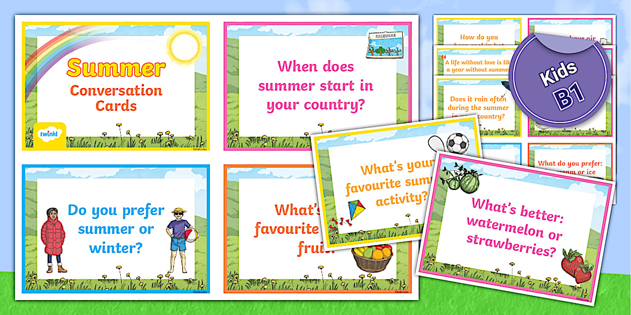 50 ESL Summer Conversation Cards [Kids, B1] - Twinkl