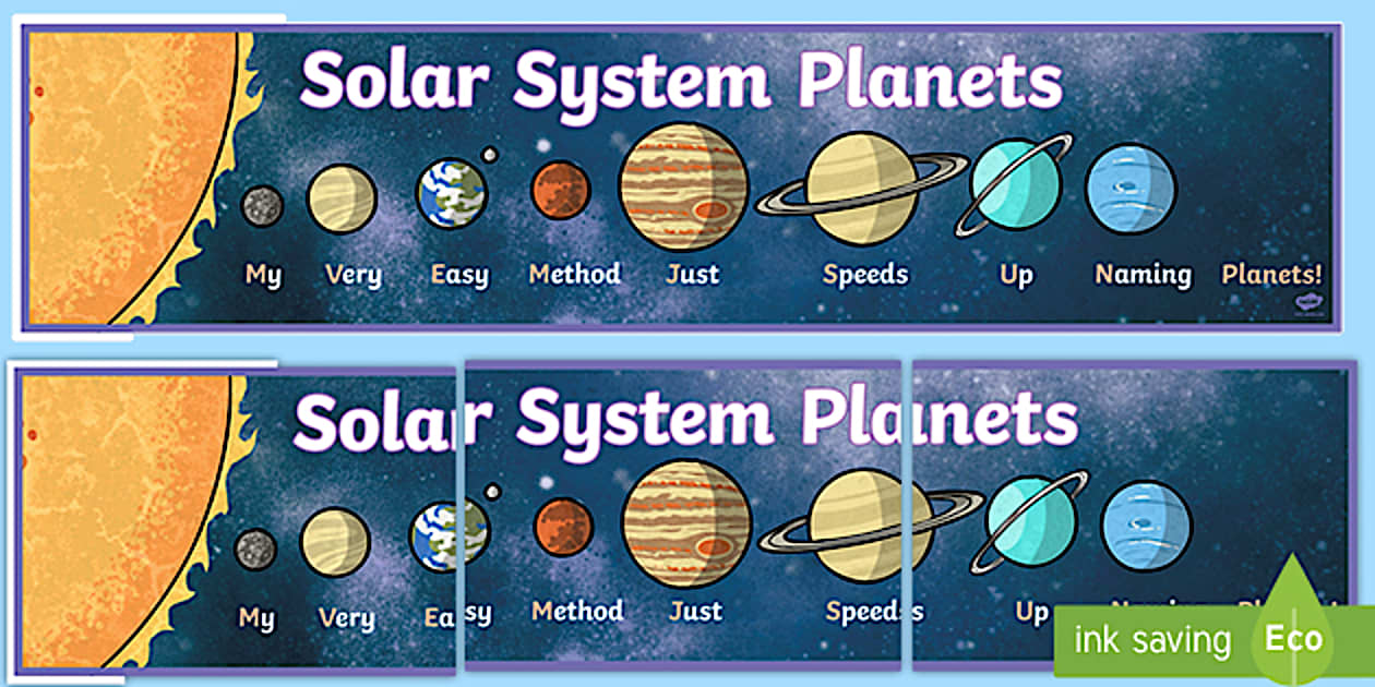 Cursive Mnemonic Solar System Display Banner (teacher made)
