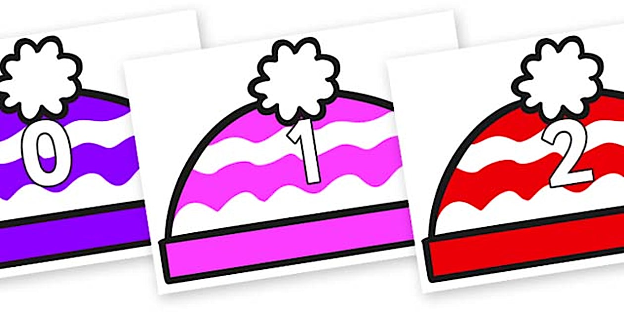 Numbers 0-100 on Wooly Hats (Multicolour) (Teacher-Made)