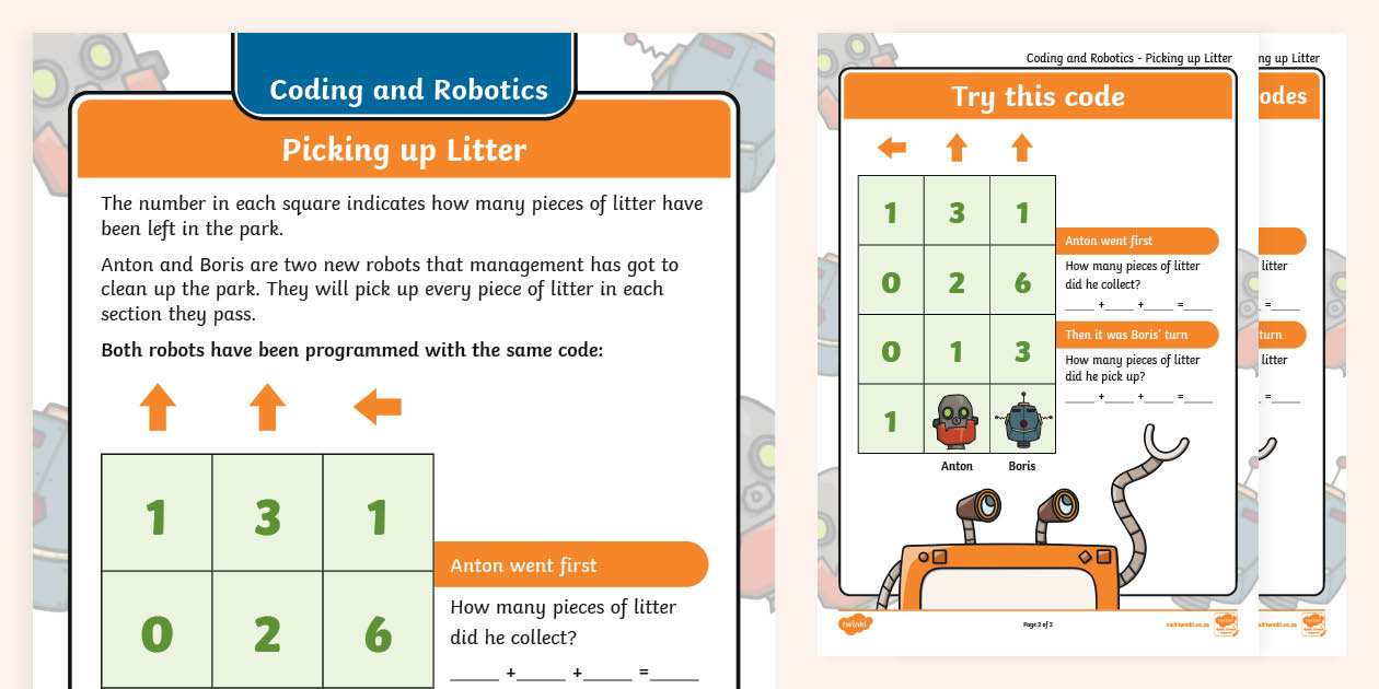 Robotics and Coding - Picking up Litter - Twinkl