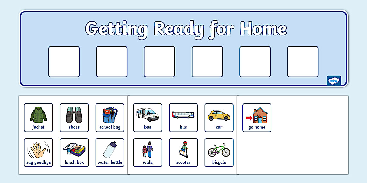 Getting Ready for Home Visual Sequencing Strip - Twinkl