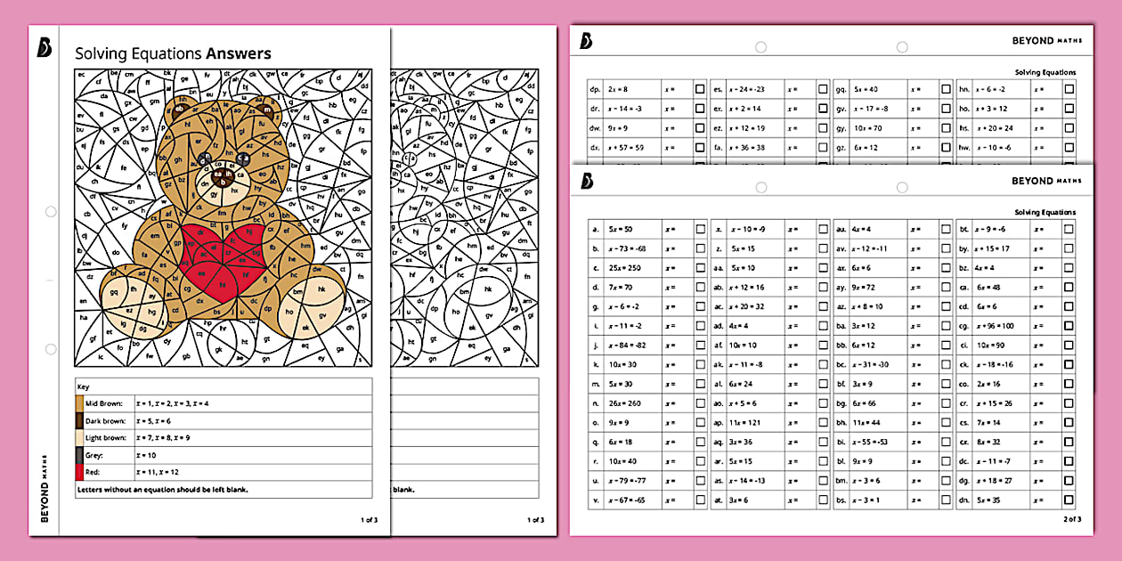 Solving Equations Color by Number (Teacher-Made) - Twinkl