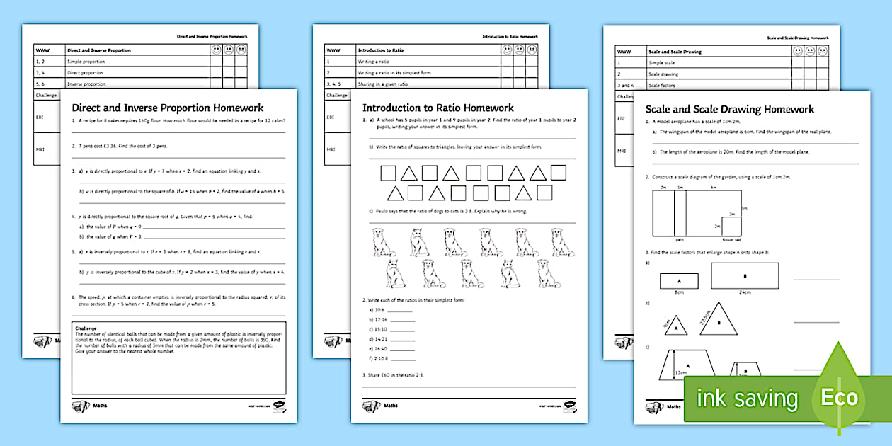 Ratio Homework Resource Pack (teacher made) - Twinkl