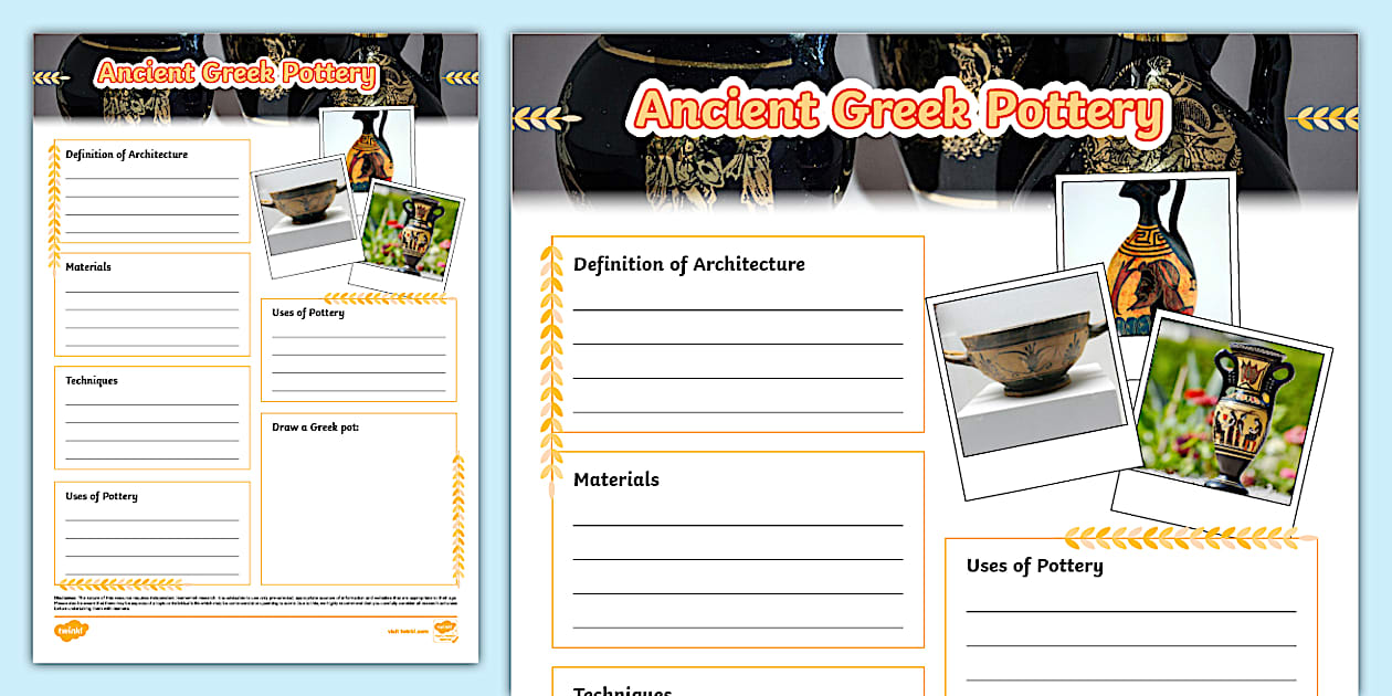 Ancient Greek Pottery Fact File Template - Twinkl