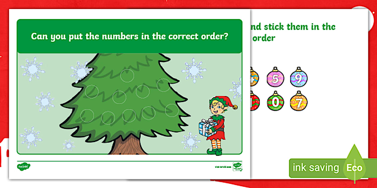 Christmas Number Ordering (Baubles) (teacher made) - Twinkl