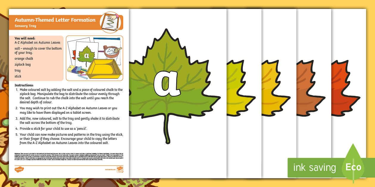 Autumn-Themed Letter Formation Sensory Tray Activity