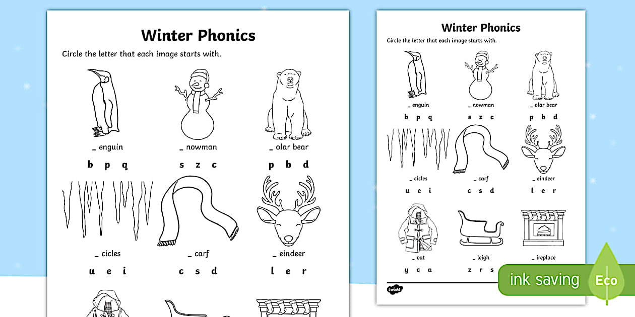 Winter Word Phonics Worksheet / Worksheet - Twinkl
