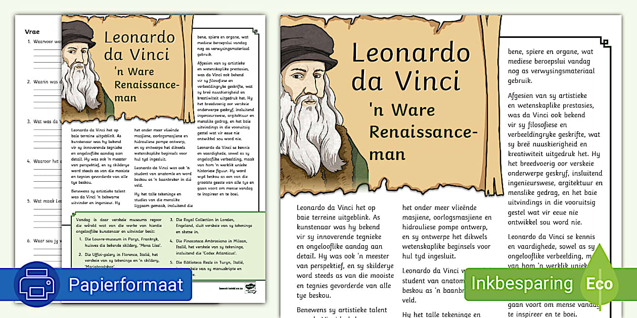 Leonardo da Vinci - 'n Ware Renaissance Man (teacher made)