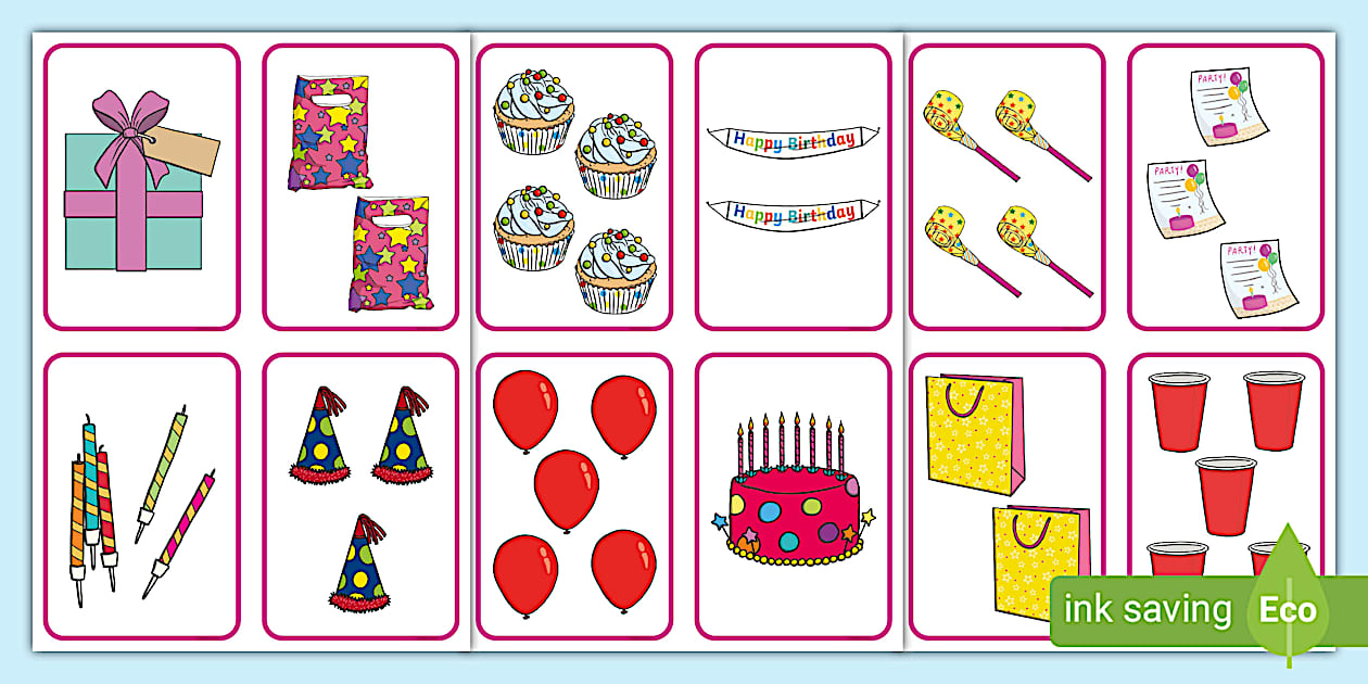 Subitising to 5 Birthday-Themed Picture Cards - Twinkl