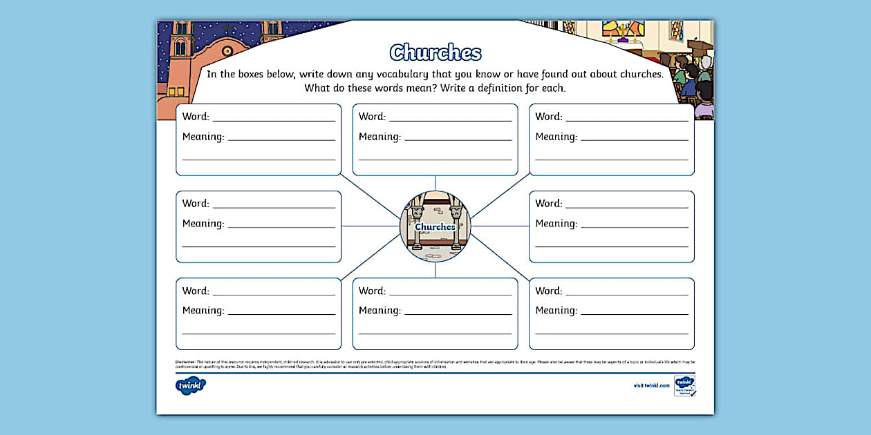 Churches Vocabulary Mind Map (teacher made) - Twinkl