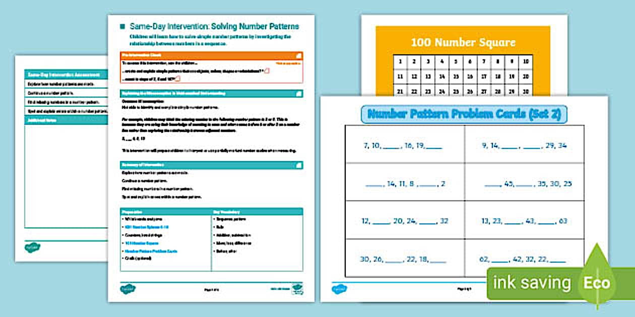 👉 Year 2 Maths Intervention Plan: Solving Number Patterns