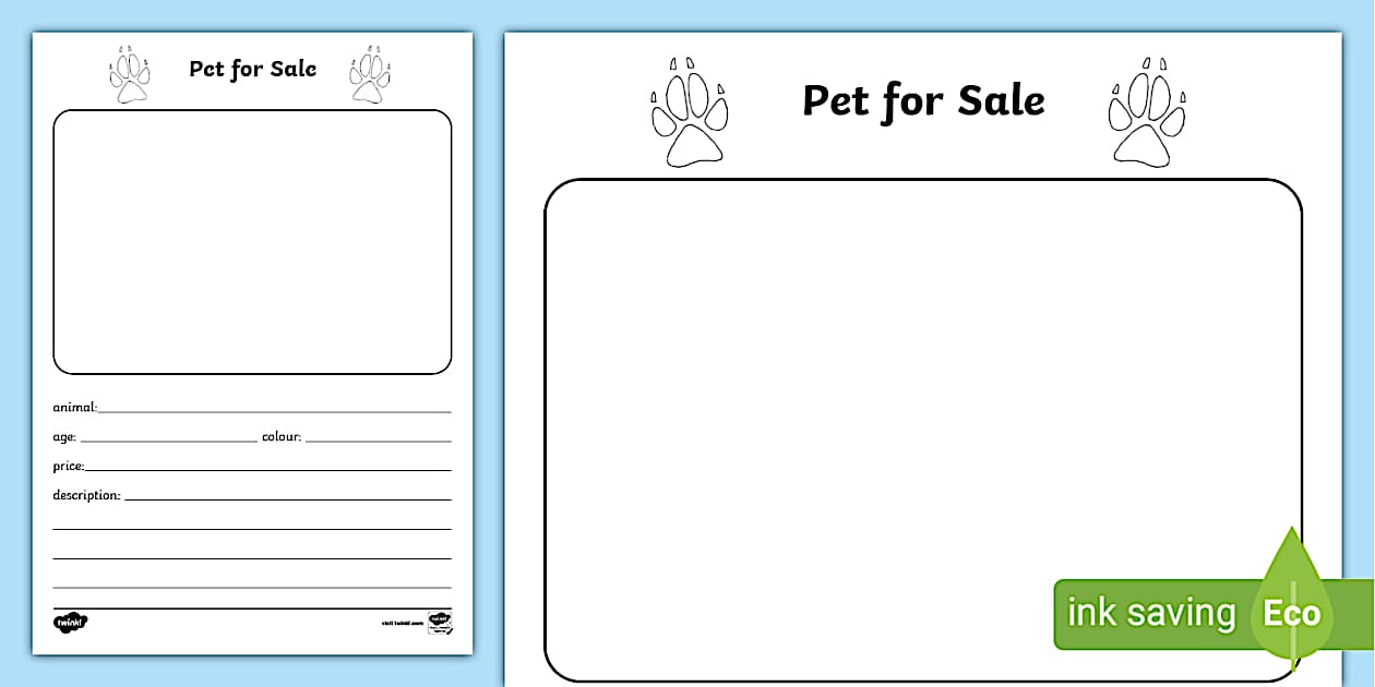 Pets for Sale (teacher made) - Twinkl