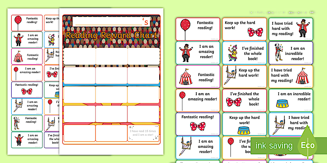 KS1 Circus Themed Reading Sticker Reward Charts - Twinkl