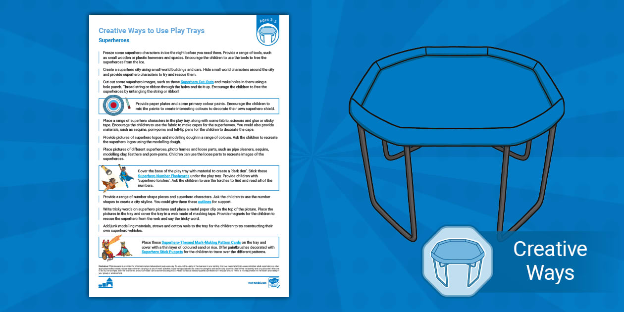 Kindergarten Creative Ways to Use Play Trays: Superheroes