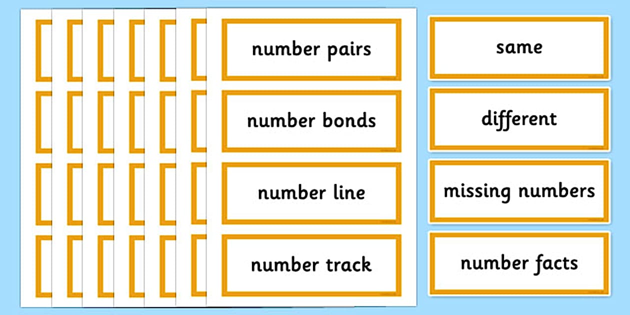 Year 2 Maths Vocabulary Word Cards General