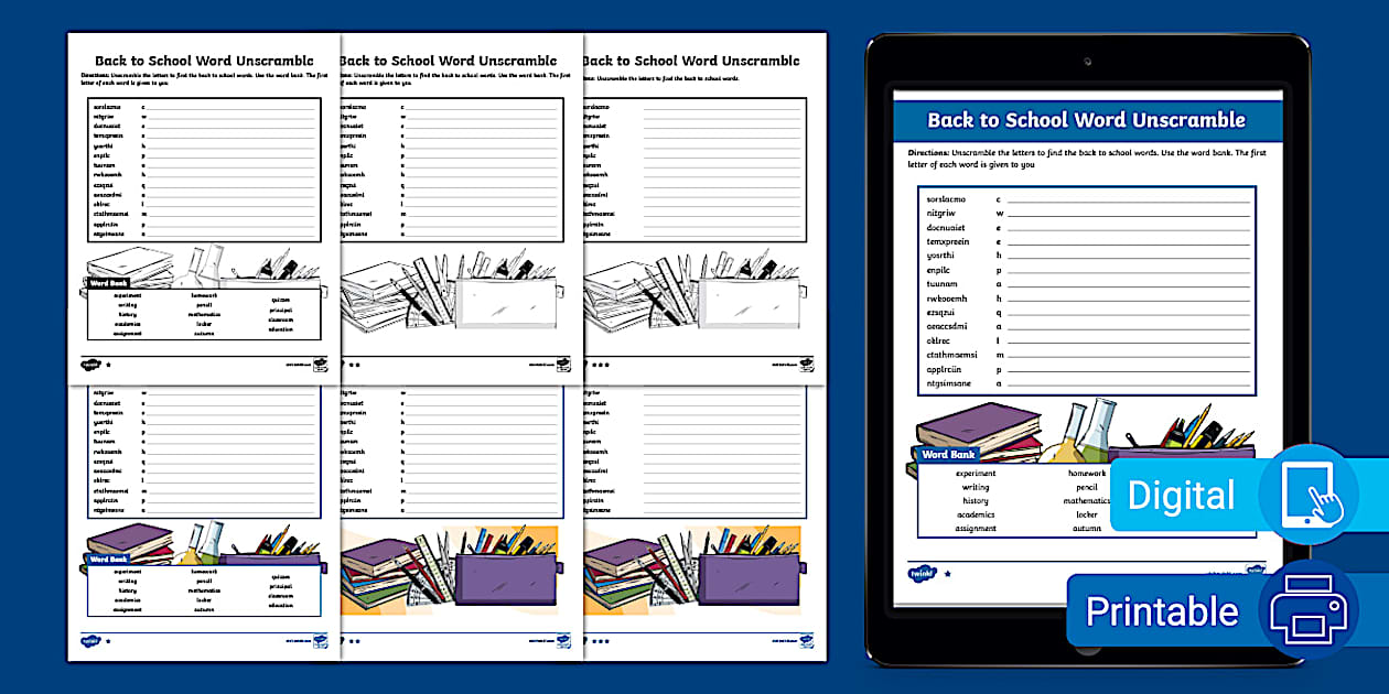 Sixth Grade Back to School Word Unscramble (professor feito)