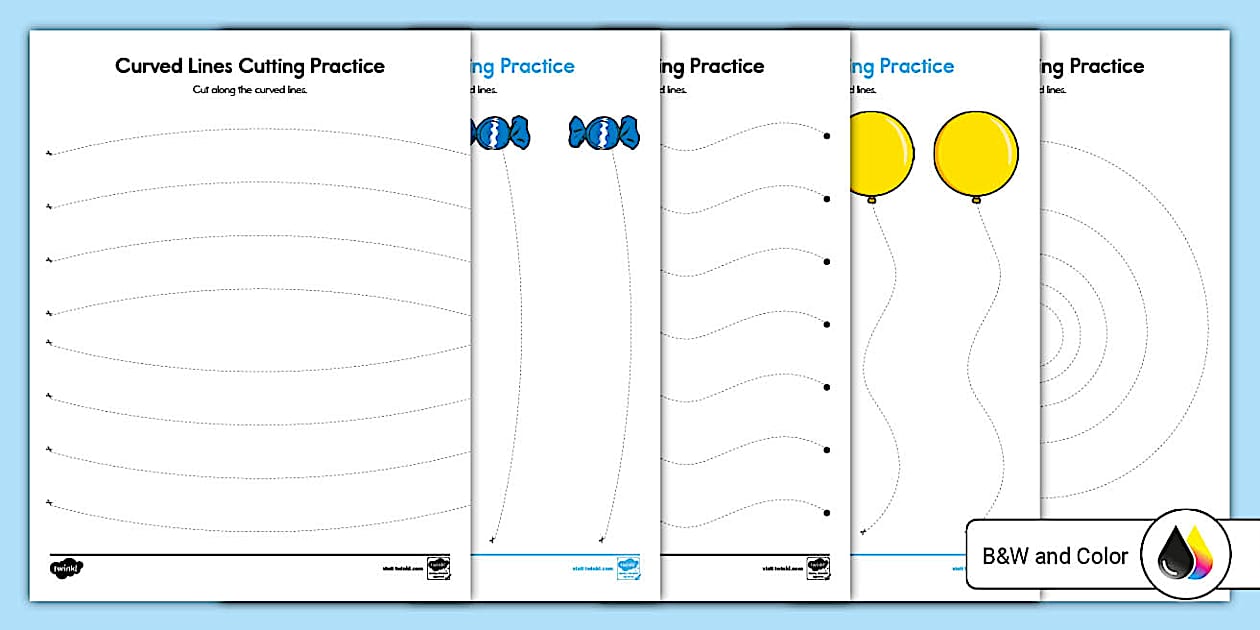 Curved Lines Cutting Practice Activities (teacher made)