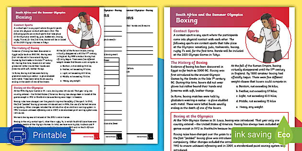 South Africa and the Summer Olympics | Boxing Comprehension