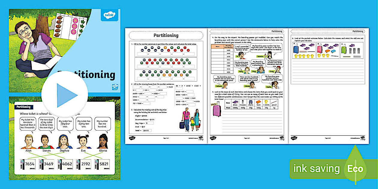 Year 4 Partitioning Teaching Pack (teacher made) - Twinkl