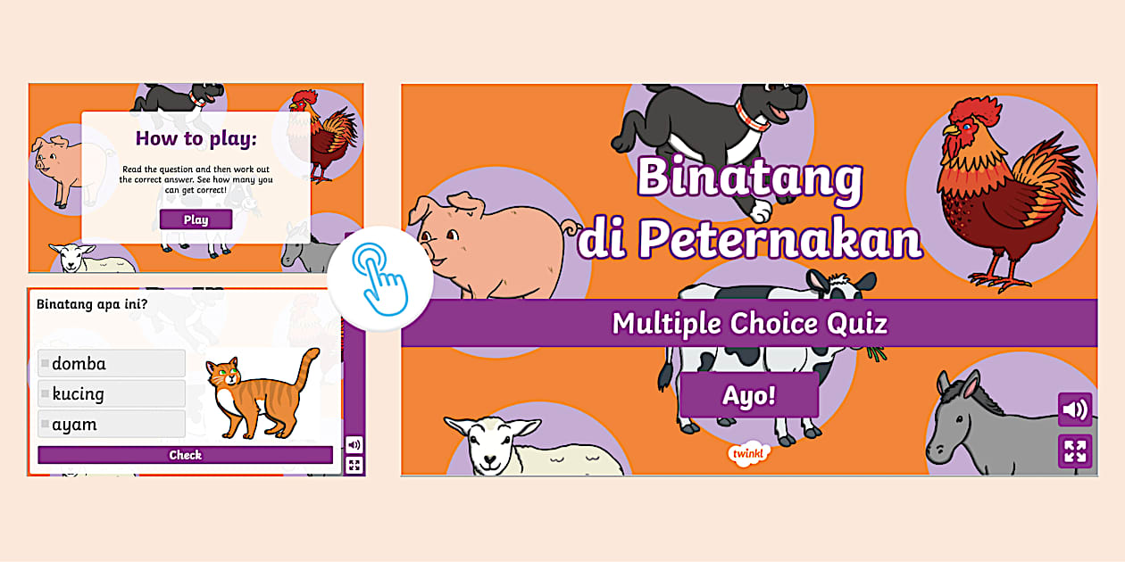 Farm Animals Interactive Multiple Choice Quiz Indonesian
