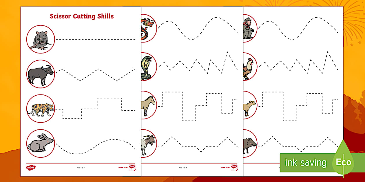 Chinese New Year Animals Cutting Skills Activity KS1