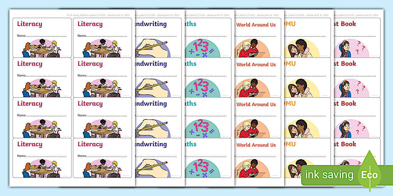 Northern Ireland Curriculum Subject Book Labels - Twinkl