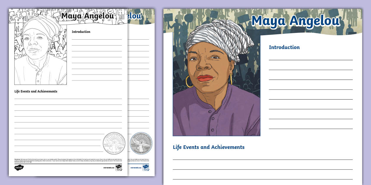 Maya Angelou Biography Template - Twinkl