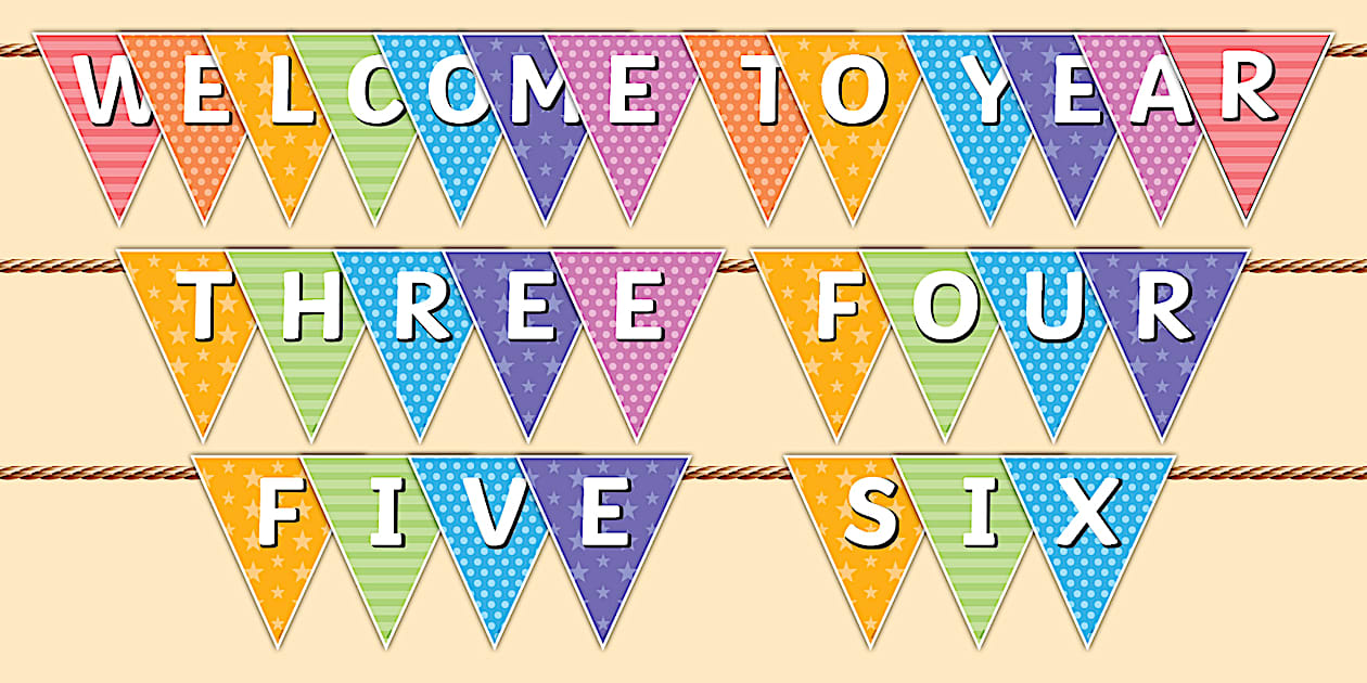 👉 KS2 Welcome to Year Group Multi-colored Display Bunting Pack