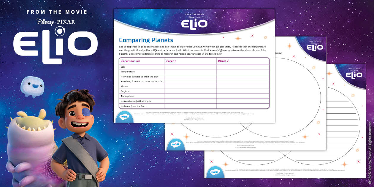 Elio: Comparing Planets Activity Sheet