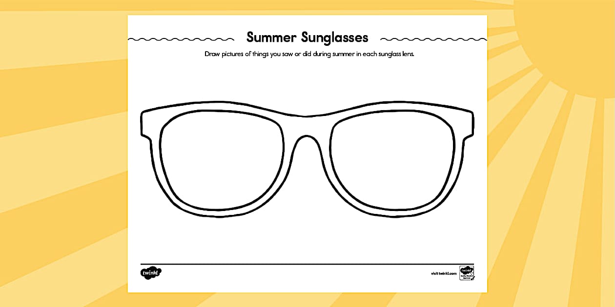 Summer Sunglasses Activity Worksheet Sheet | K-5 Back to School