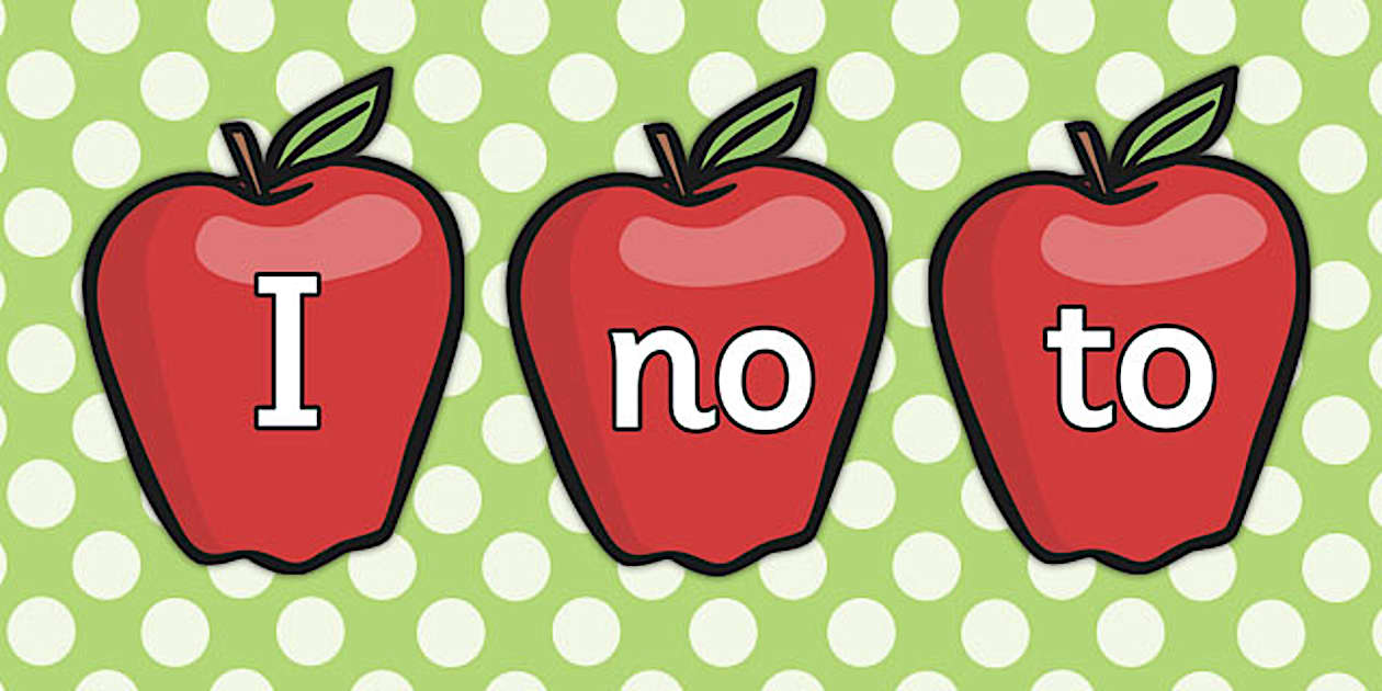 Editable Phase 2 Tricky Words on Red Apples - Twinkl