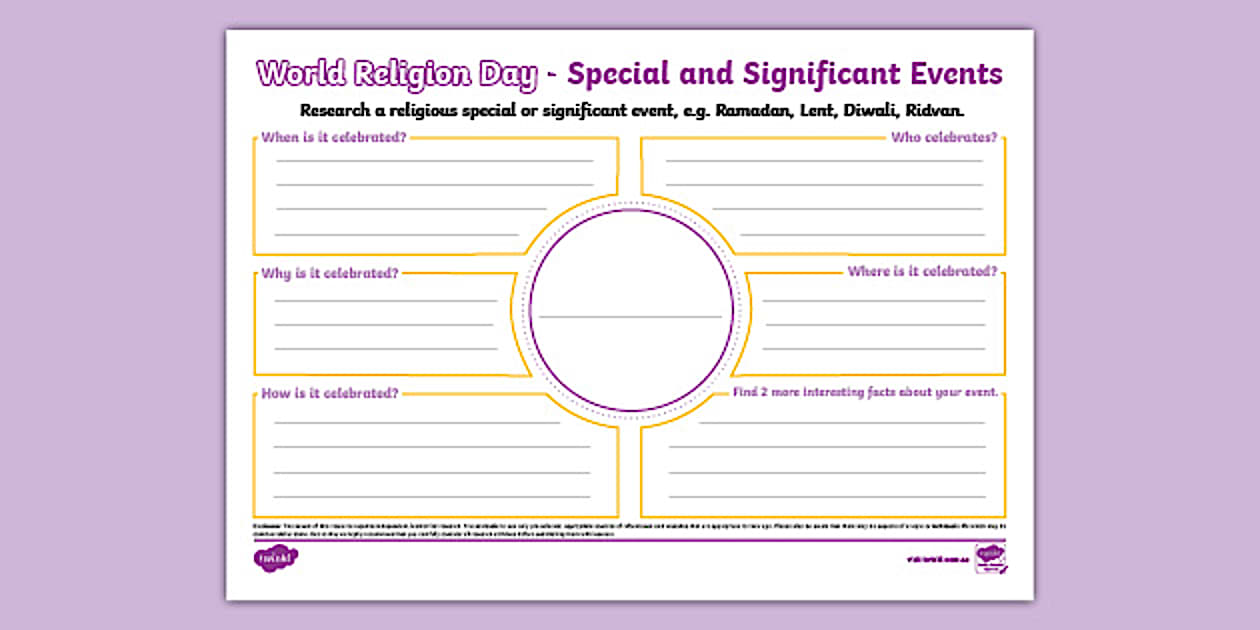 World Religion Day - Special Event Research Task - Twinkl