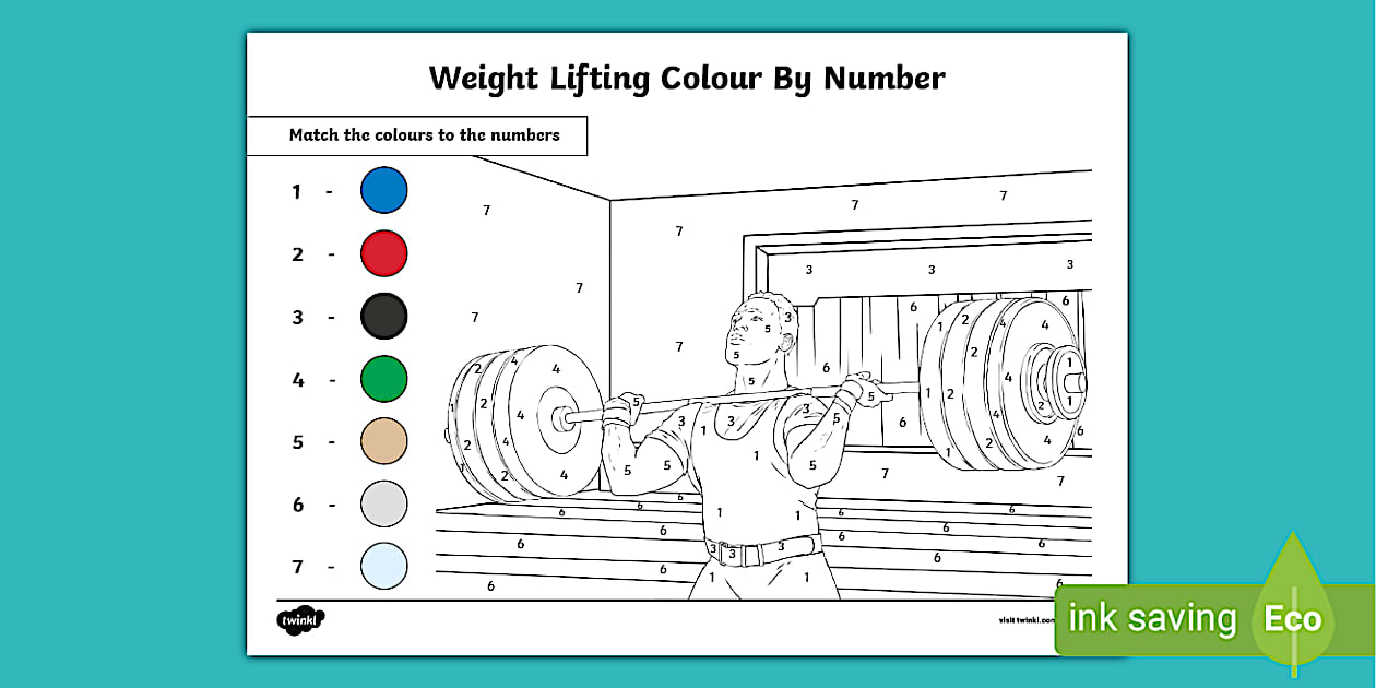 Weightlifting Colour by Number: Educational Fun for Kids